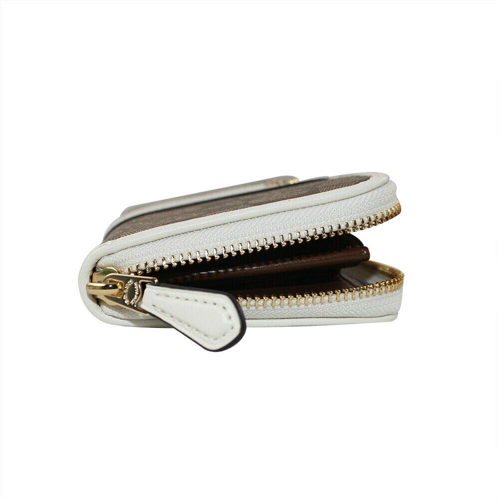 Coach Signature Leather Accordian Zip Wallet - #F54630 - Khaki/Chalk