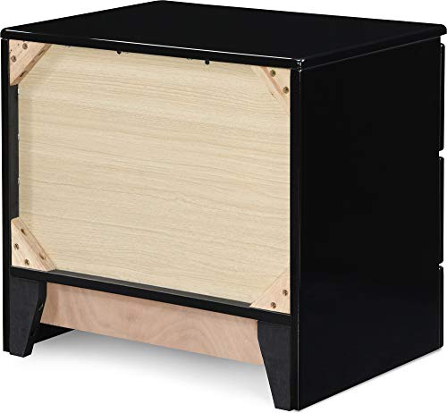 ClickDecor Hudson End Side Nightstand with 2 Drawers, Wooden Accent Table for Bedroom with Matte Chrome Handle, Black