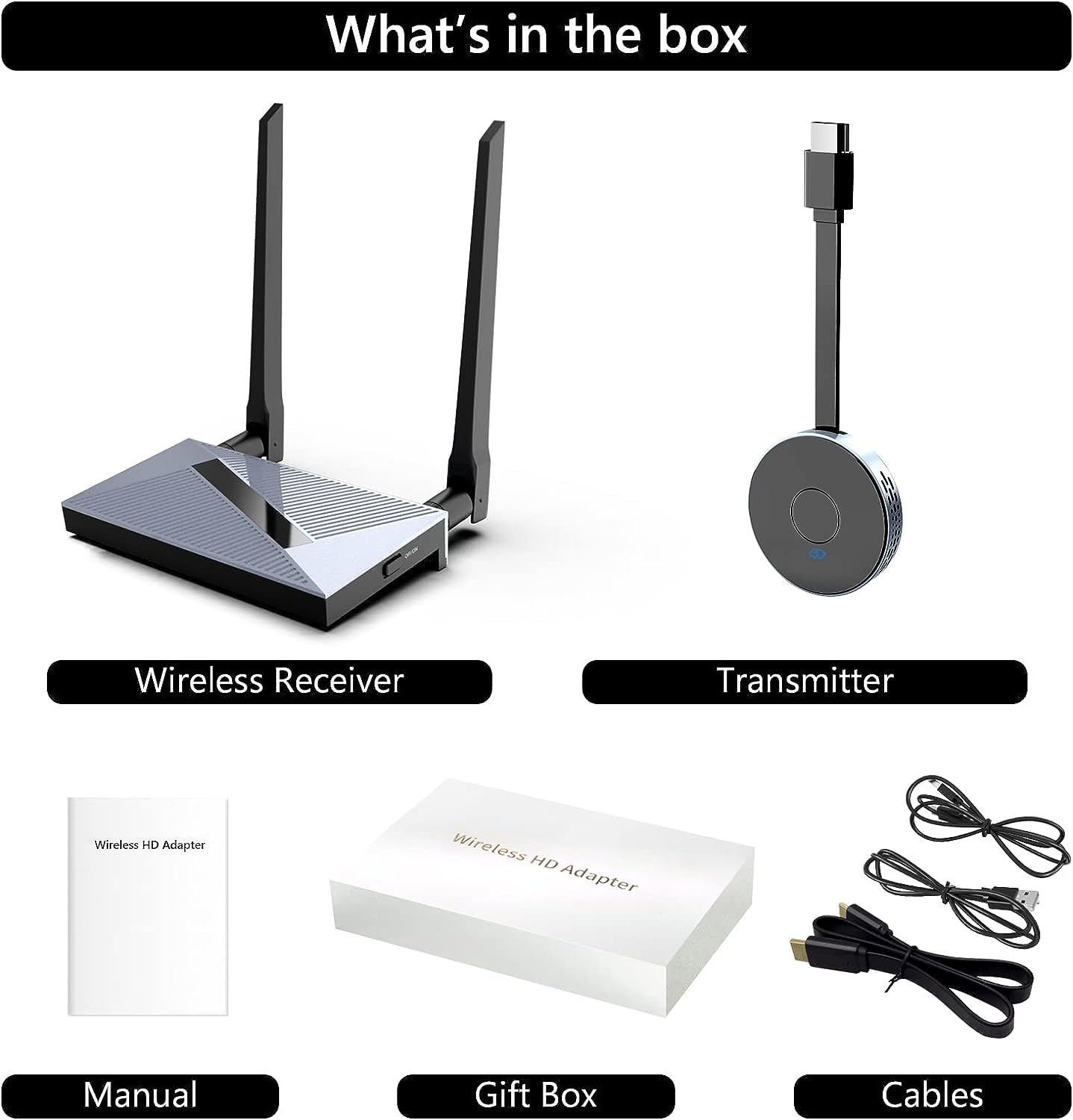 ANYGET Wireless HDMI Transmitter and Receiver, Wireless HDMI Extender Kit, HDMI Dongle Adapter Support 4K@30Hz,Support 2.4/5GHz for Streaming Video/Audio from Laptop, PC, Smartphone to HDTV/Projector