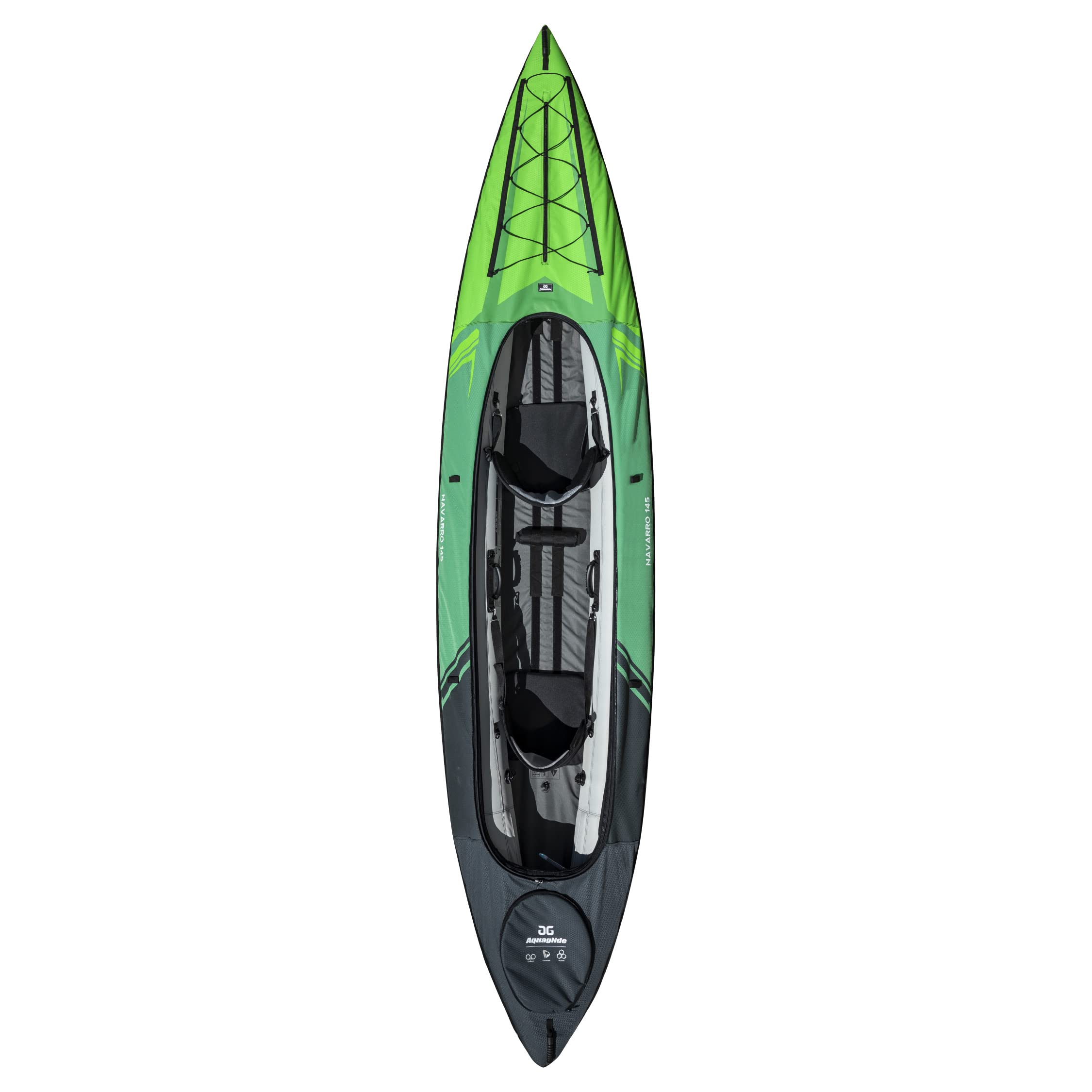 AQUAGLIDE Navarro 145 Convertible Inflatable Kayak with Drop Stitch Floor - 1-3 Person Touring Kayak Without Cover , Green