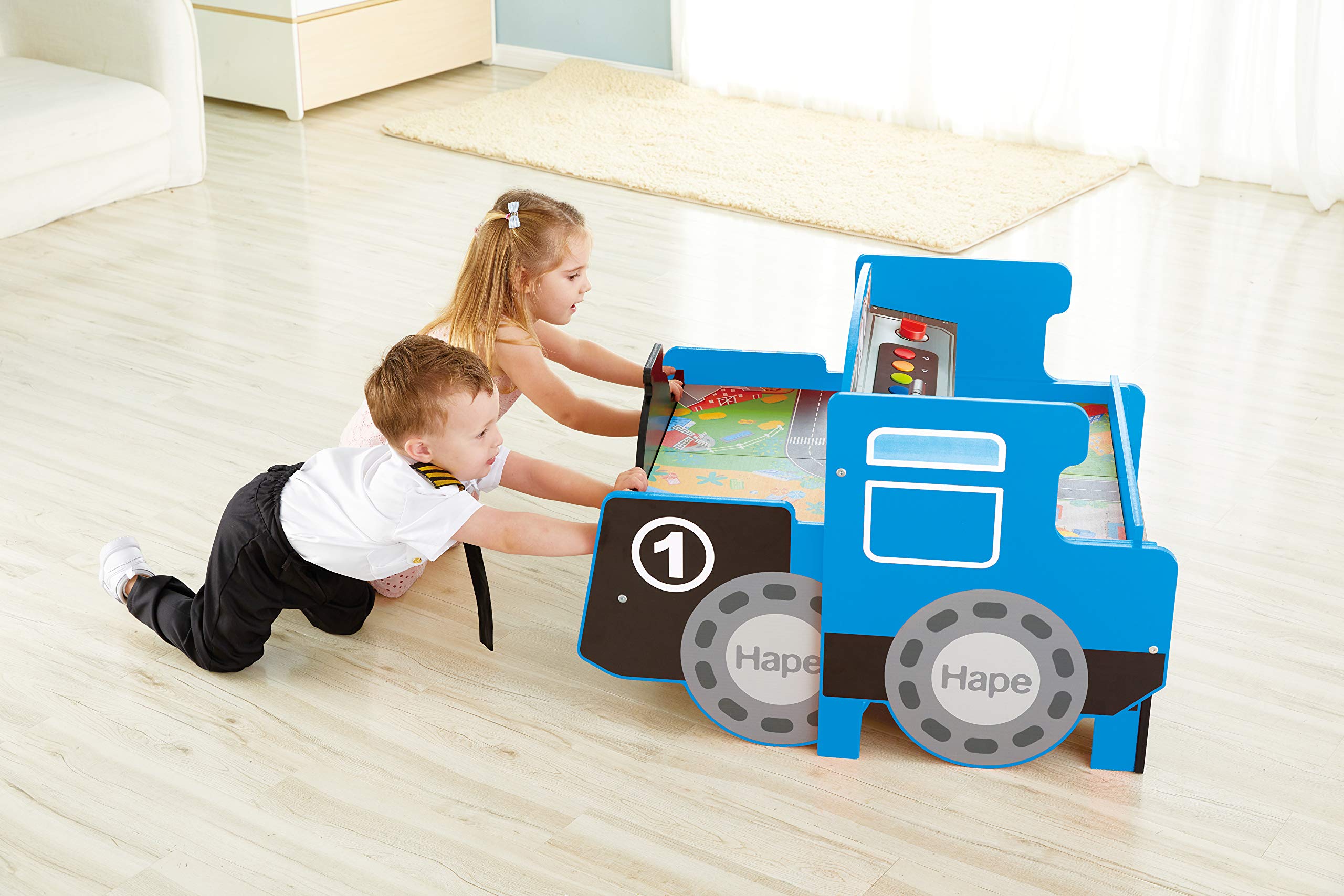 Hape Wooden Blue Foldable Ride-on Train Table