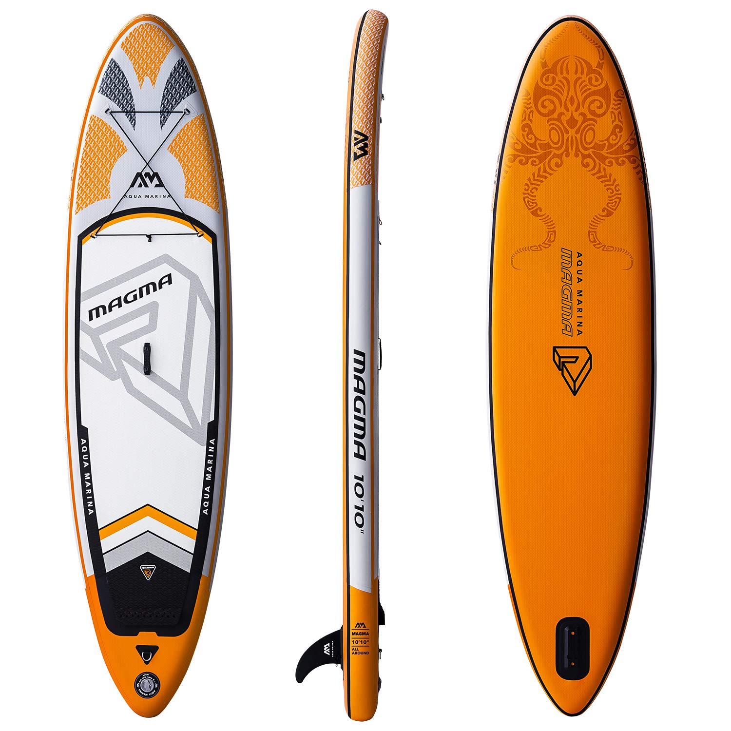 Aqua Marina Magma Inflatable Stand Up Paddle Board 10'10" (6" Thick) | Includes Double Action Pump, MAGIC Backpack, Slide-in Center Fin, Sports III Paddle, Safety Leash