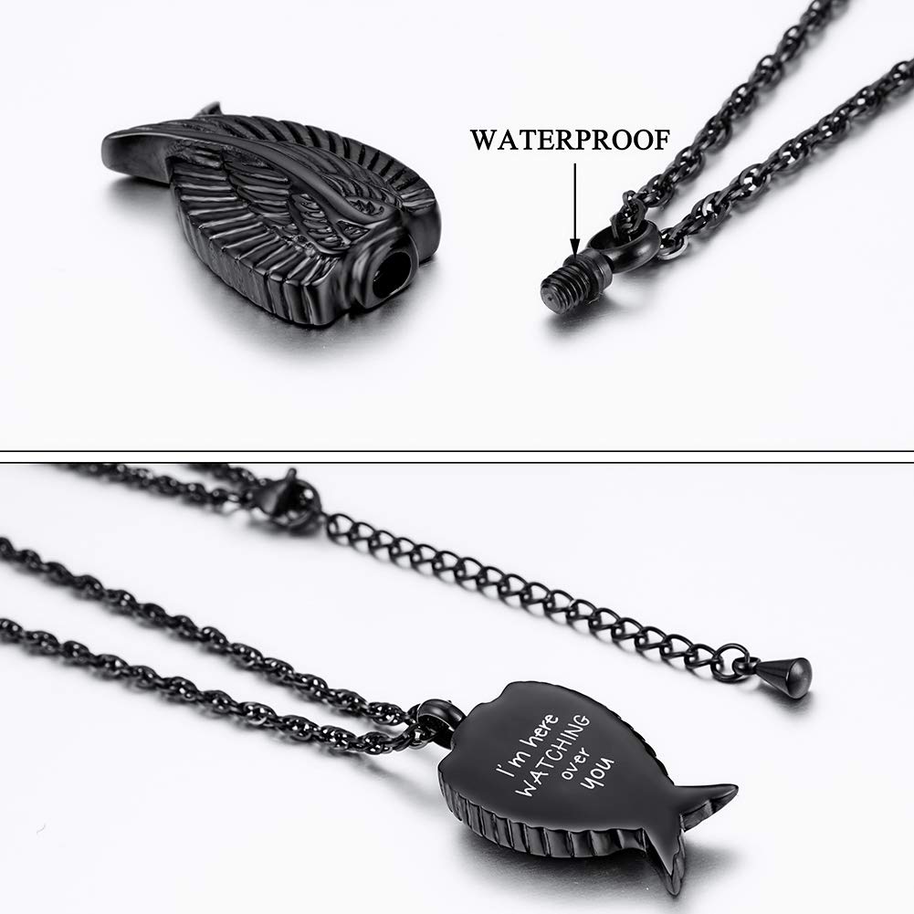 Angel Wing Cremation Necklace for Ashes Stainless Steel Urn Pendant Ashes Holder Memorial Jewelry
