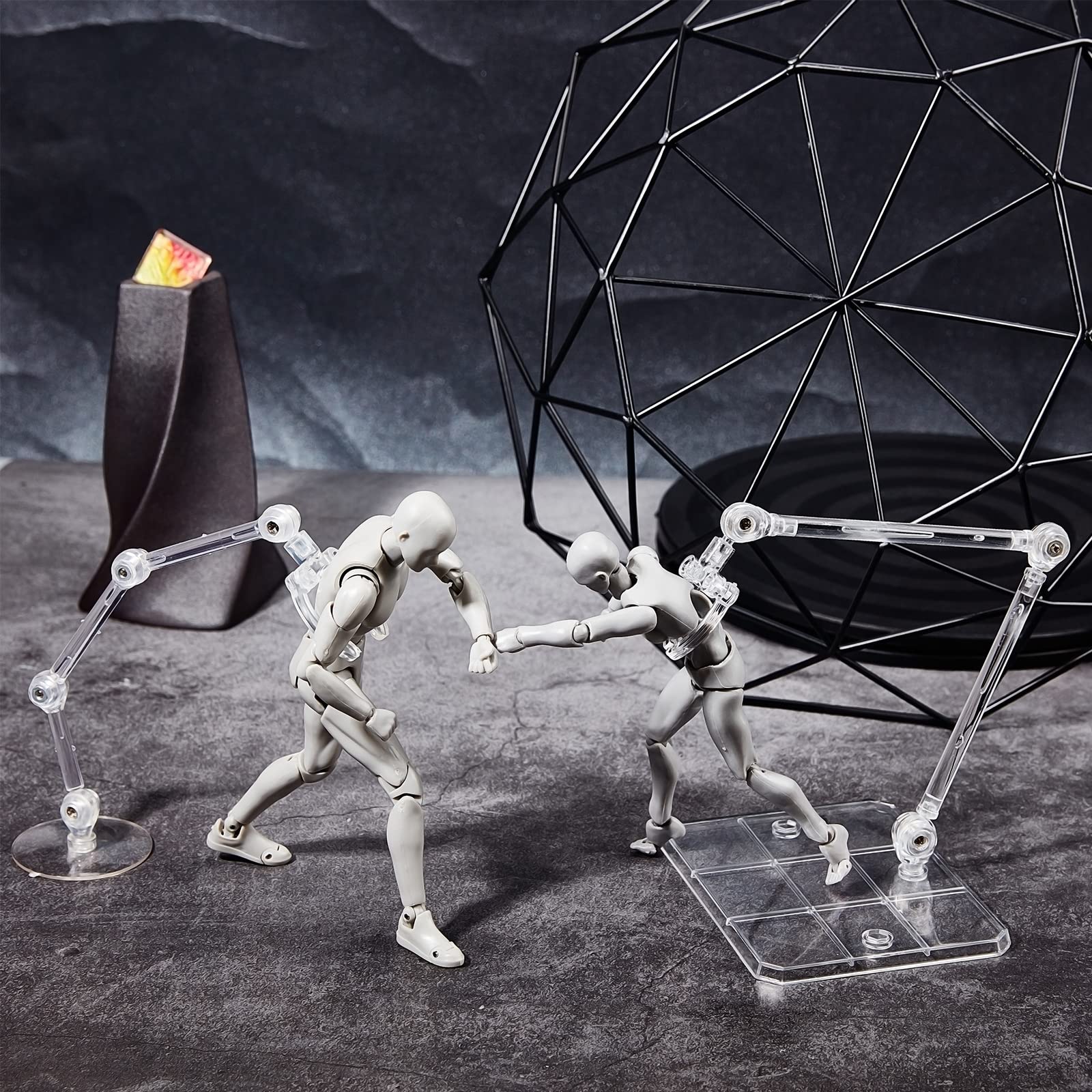 FINGERINSPIRE 8Pcs Action Figure Stand Assembly Action Figure Display Holder Base Doll Model Support Stand for 6 inch Action Figures or Effects Clear 1/144 HG/RG Gundam Figure Model Toy