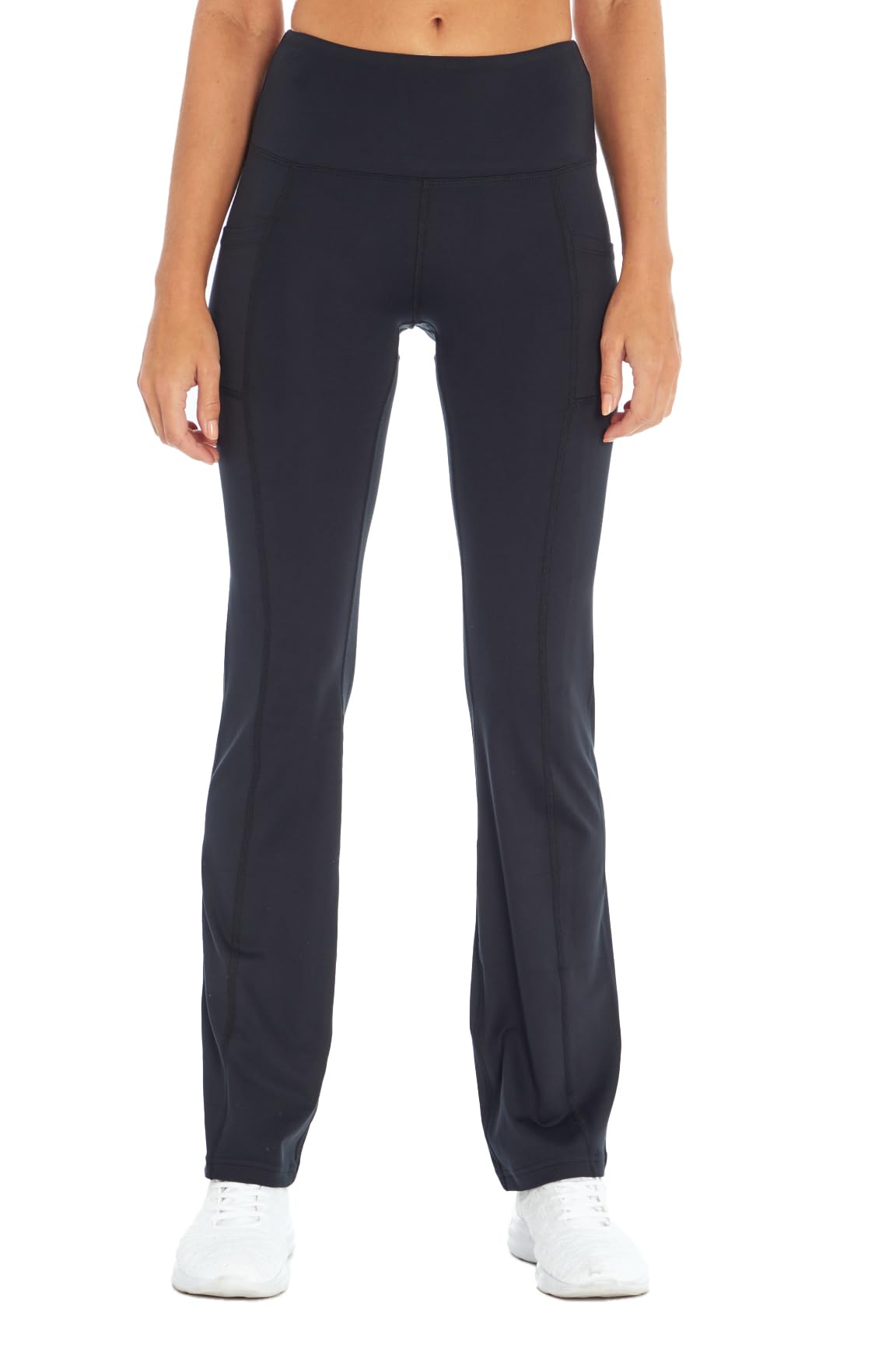 Bally Total Fitness Women's Standard High Rise Pocket Slim Bootcut Pant, Black, Large