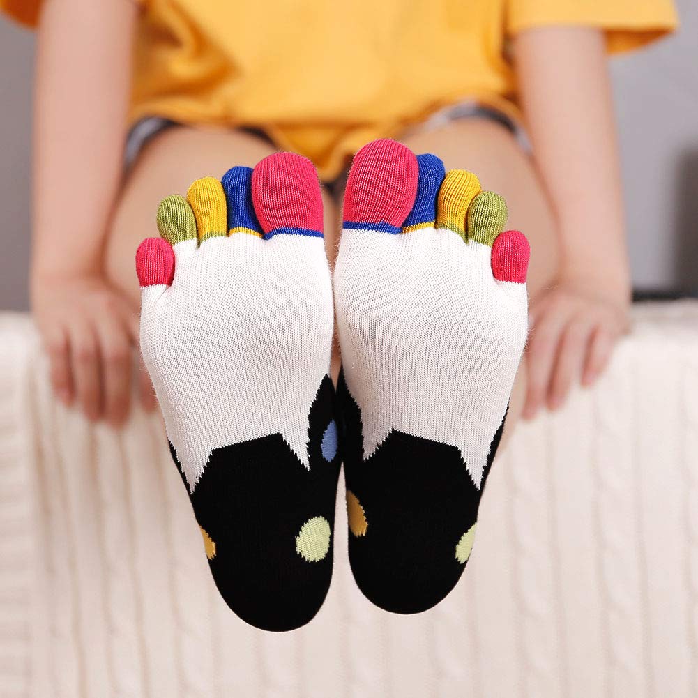 Artfasion Women's Toe Socks Cotton Comfy Low Cut Ankle with Reinforced Heel and Toe Crew Socks for Ladies