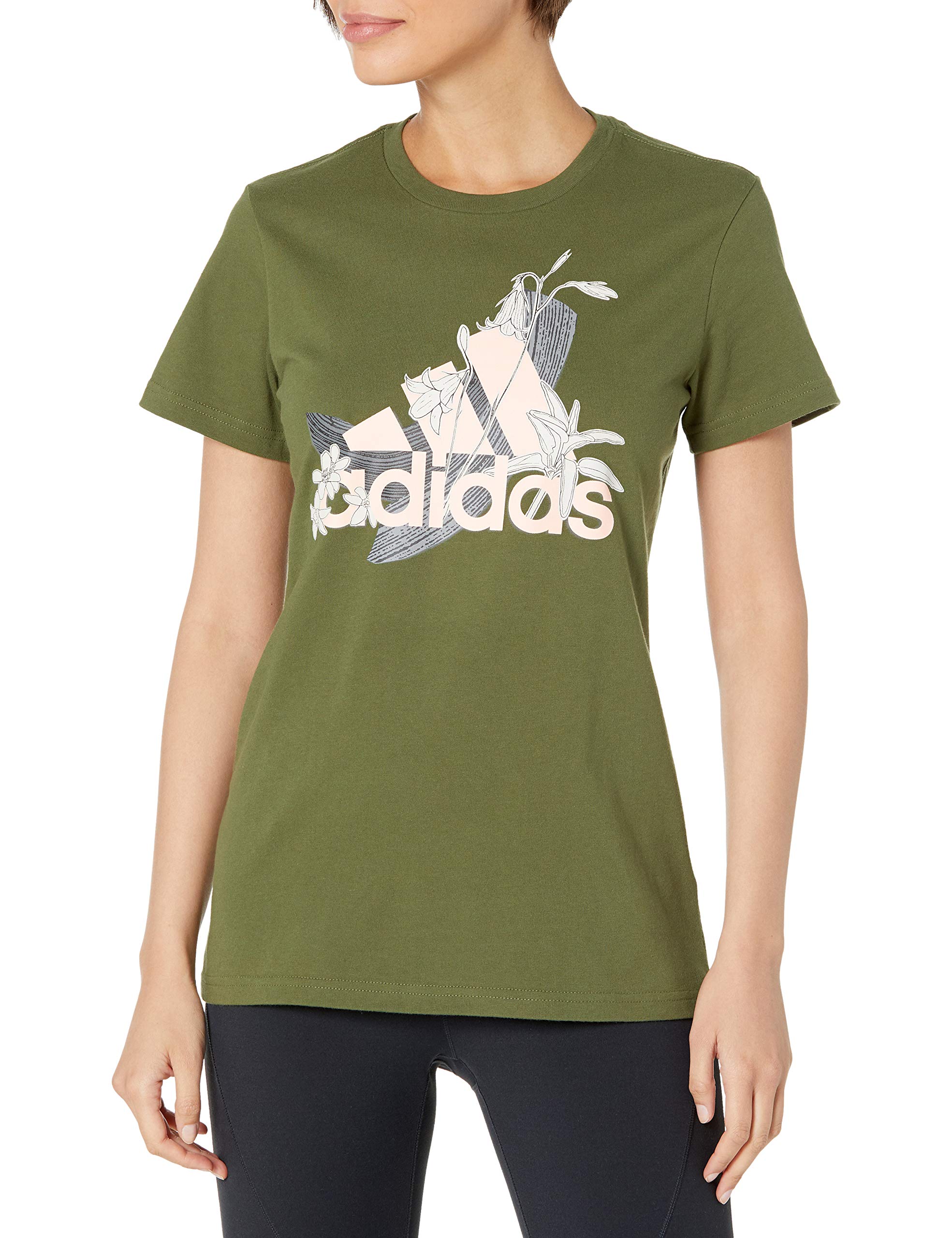 adidas womens Nini Graphics Tee Wild Pine Medium