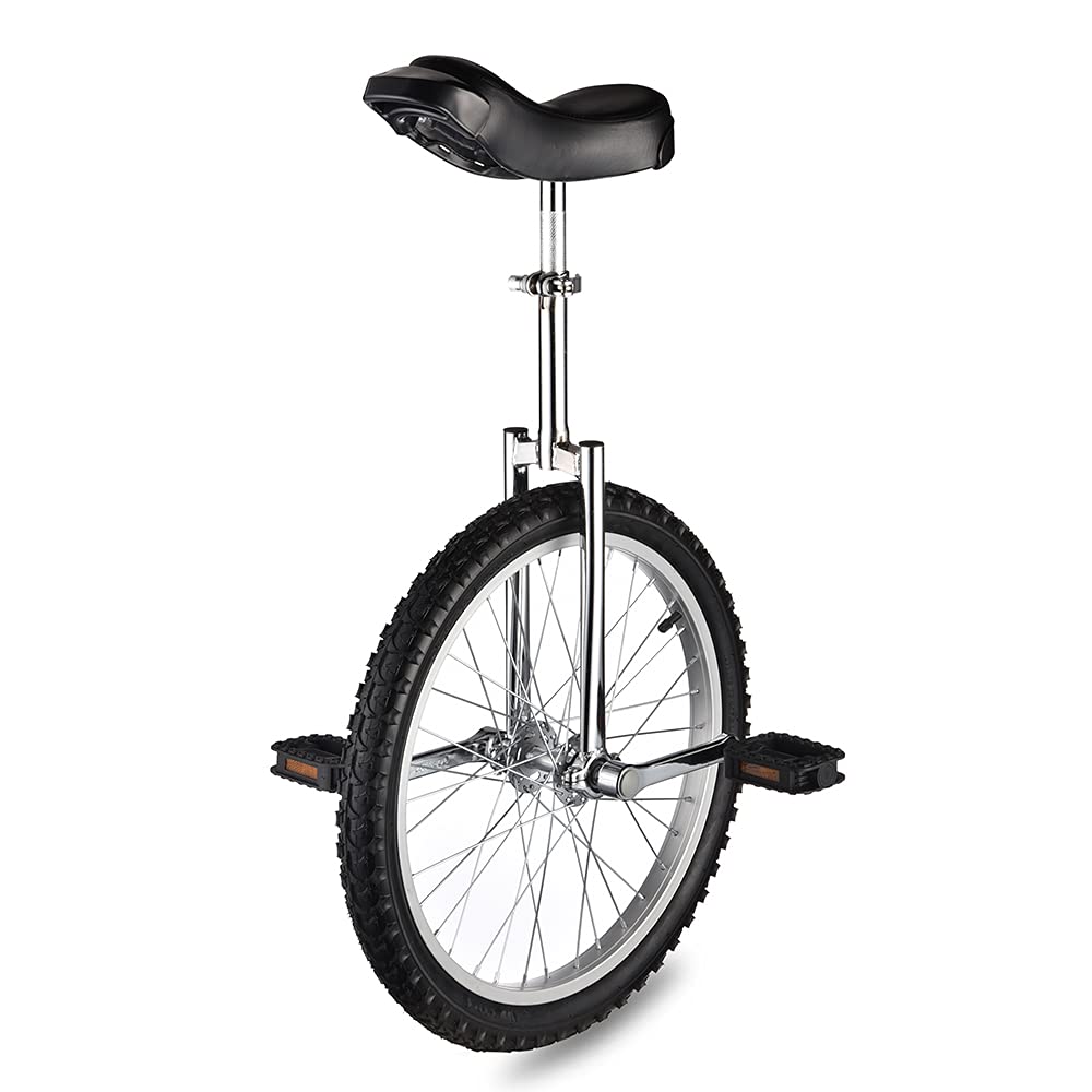 Astonishing Chrome 20 Inch In Mountain Bike Wheel 20" Frame Unicycle Cycling Bike With Comfortable Release Saddle Seat