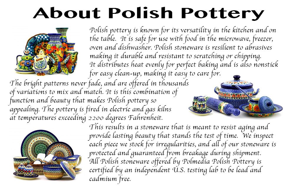 Authentic Polish Pottery 8-inch Bowl made by Ceramika Artystyczna (Flowers At Dusk Theme) + Certificate of Authenticity