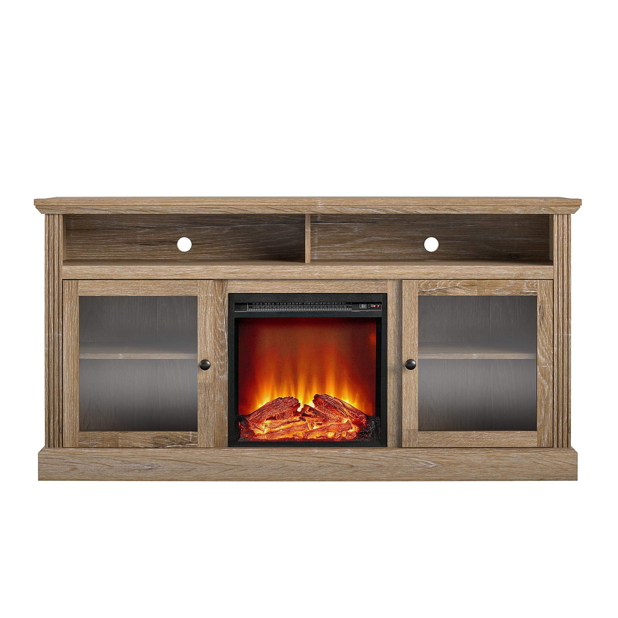 Ameriwood Home Chicago Fireplace TV Stand for TVs up to 65", Natural