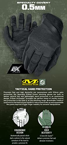 Mechanix Wear: Women’s Tactical Specialty 0.5mm High-Dexterity Gloves with Secure Fit and Precision Feel, Work Gloves, for Airsoft, Paintball, Hunting, Utility Use (Black, Medium)