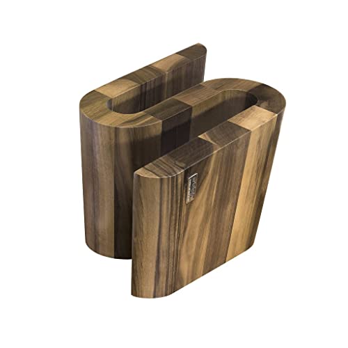 Arte Legno Magnetic Knife Block and Elegant Kitchen Display - Curved βSβ Design - Stain Resistant Walnut Wood - Handcrafted in Italy - 10 Knife Capacity