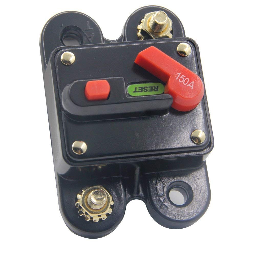 ANJOSHI Circuit Breaker 150amp 50A-300A with Manual Reset Home Solar System Fuse Holder for Car Audio and Amps Protection 12V-48V DC Reset Fuse Inverter Replace Fuses