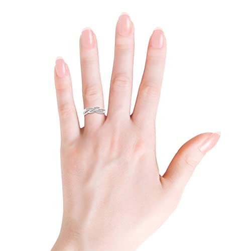 Angara Natural Diamond Multi-Row Ring Band in Silver (1.1mm Diamond, Ring Size-7) - April Birthstone