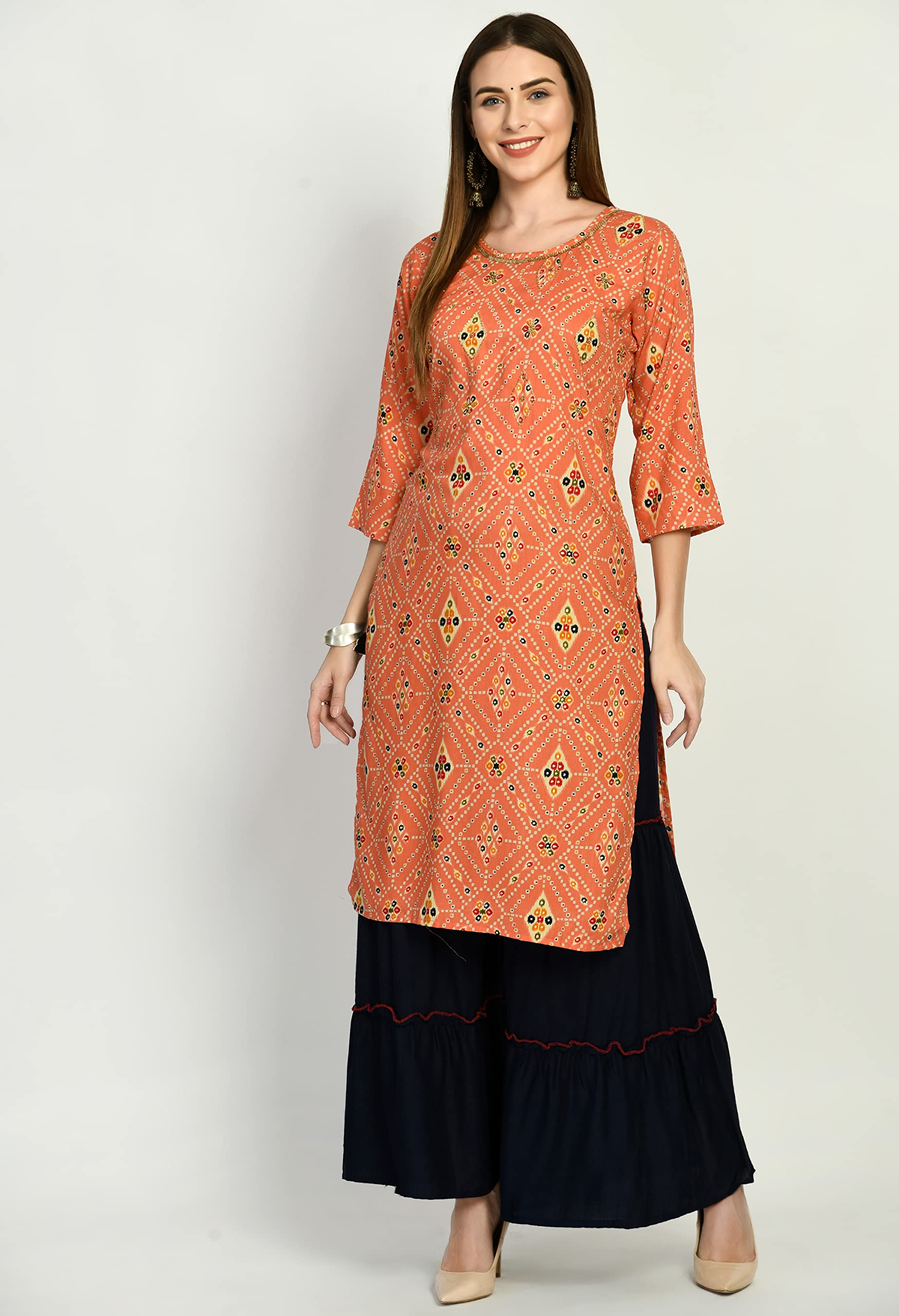 AnjuShree Choice Women Indian Top Rayon Kurti Skirtset for women Tunic top