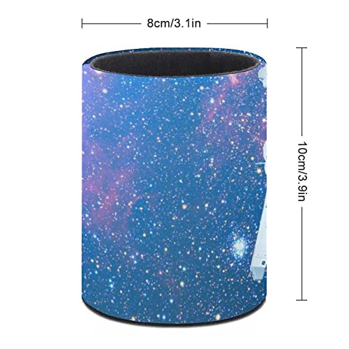 Astronaut Space Pen Holder PU Leather Pencil Cup Cute Desk Organizer Makeup Brush Box for Home Office
