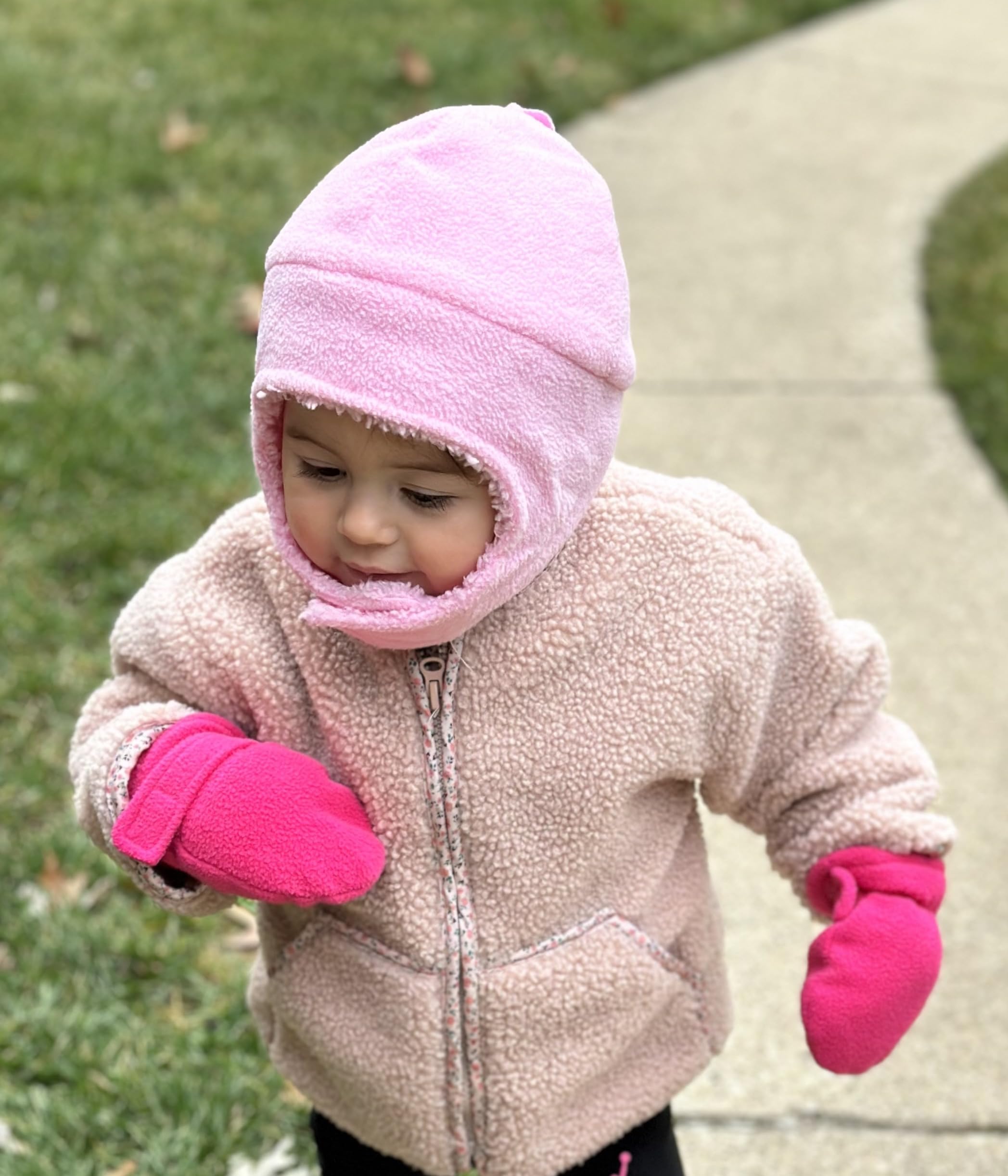 N'Ice Caps Baby Toddler Mittens Kids 2 Pairs Fleece Gloves Winter Warm Sherpa Lined Pack (Black/Navy Pack - Infant No Thumbs, 6-18 Months)