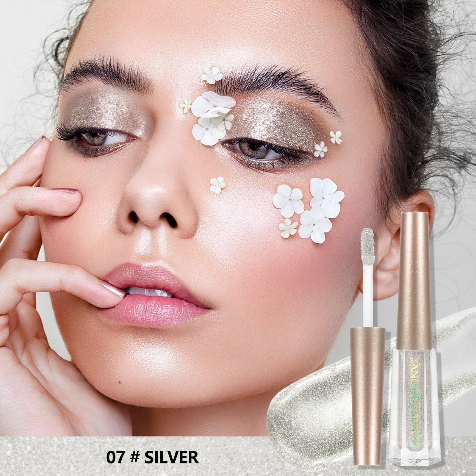 Anglicolor Diamond Glitter Liquid Eyeshadow, Glitter Eyeshadow, Lightweight Smooth, Shimmer Eyeshadow, Metals Gloss Sparkling Eyeliner Pen, Cosmetics Gift for Girls and Women (Coffee #10)