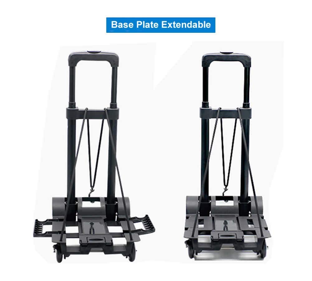 APOXCON Folding Hand Truck, Lightweight Aluminum Luggage Cart with 4 Wheels & Adjustable Handle, 160 lbs Capacity Foldable Dolly Cart for Moving Home Office Shopping Travel Use, Compact and Portable