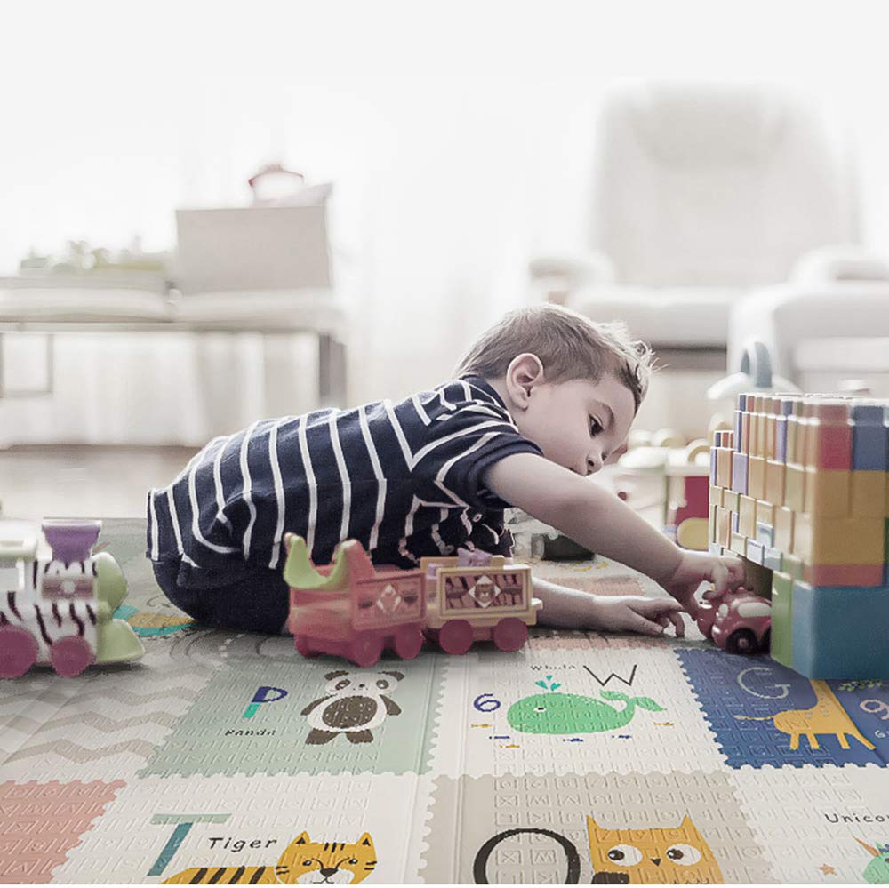 Baby Play Mat,Extra Large Baby Crawling Mat,Foldable & Reversible Foam Playmat,Non Toxic Padding Waterproof for Infants Toddlers(78x59x0.4 in)