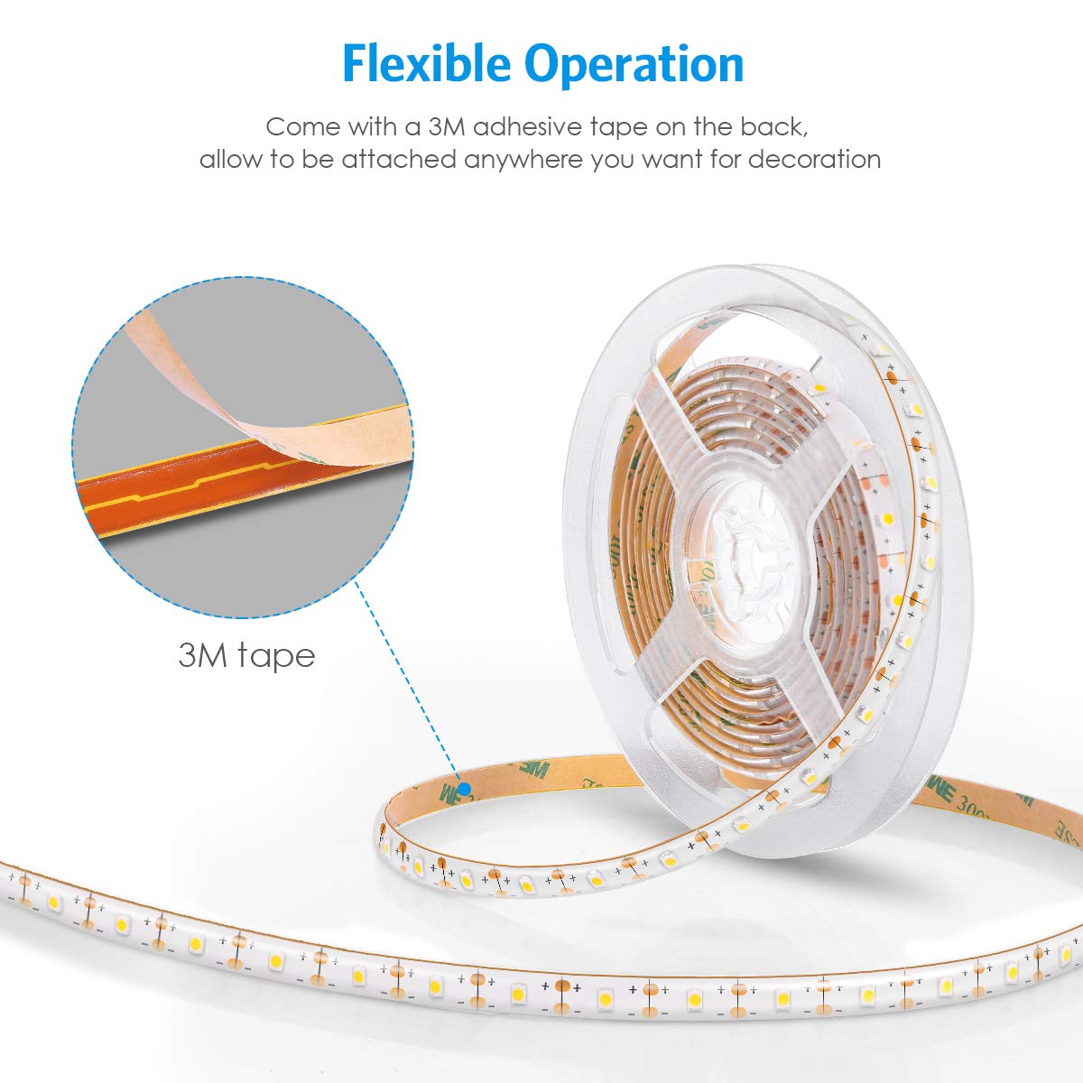 AMIR Upgraded LED Strip Lights, 90 LED 9.84ft Flexible Solar Strip Lights, 8 Lighting Modes, Waterproof for Patio, Garden, Home, Wedding, Courtyard (Warm White)