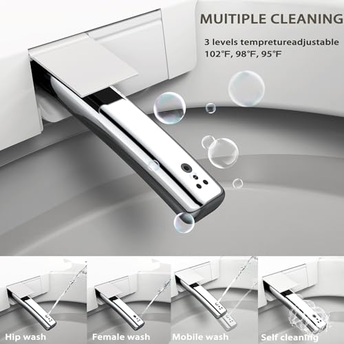 Auto Open/Close Lid Smart Toilet Bidet with Built-in Tank, Auto Flush & Wash, Elongated Heated Seat, Adjustable Water Temperature, and LED Light (1.28GPF)