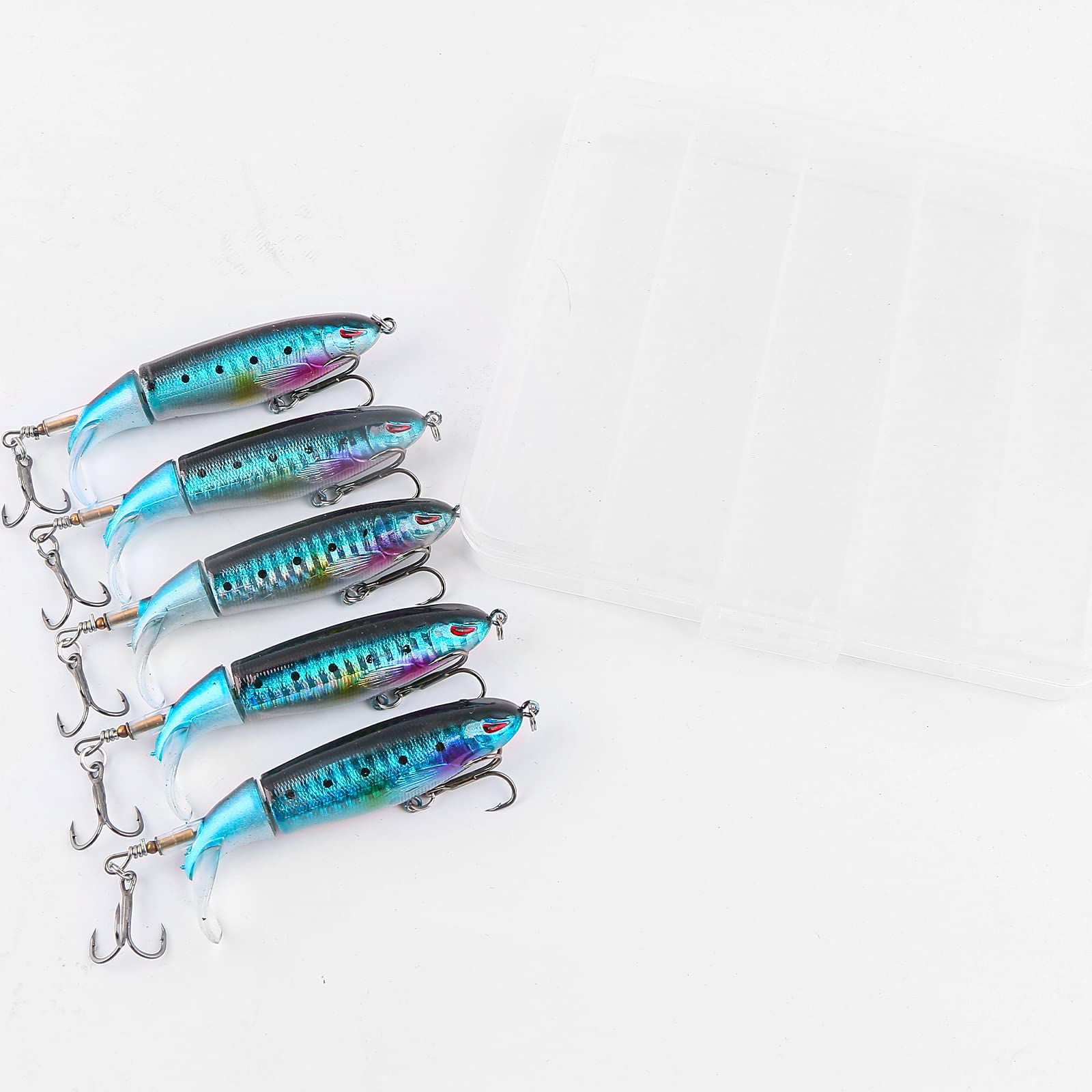 ANGRYFISH Topwater Fishing Lures-Rotating Tail-Pencil Hard Bait-Fish Tackle Bait for Freshwater/Saltwater(A-5PCS)