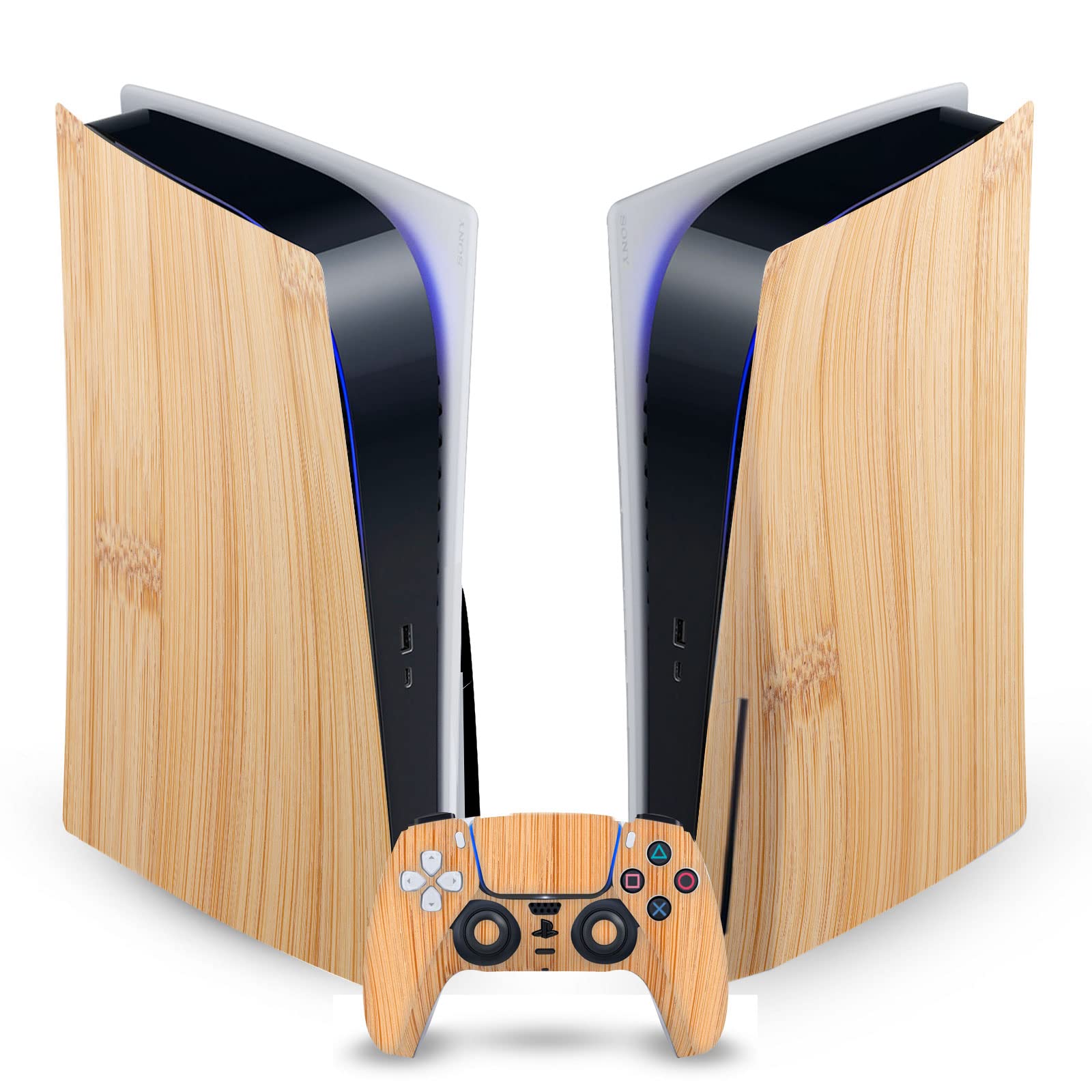 Head Case Designs Officially Licensed PLdesign Light Brown Bamboo Art Mix Vinyl Faceplate Sticker Gaming Skin Decal Compatible With Sony PlayStation 5 PS5 Disc Edition Console & DualSense Controller