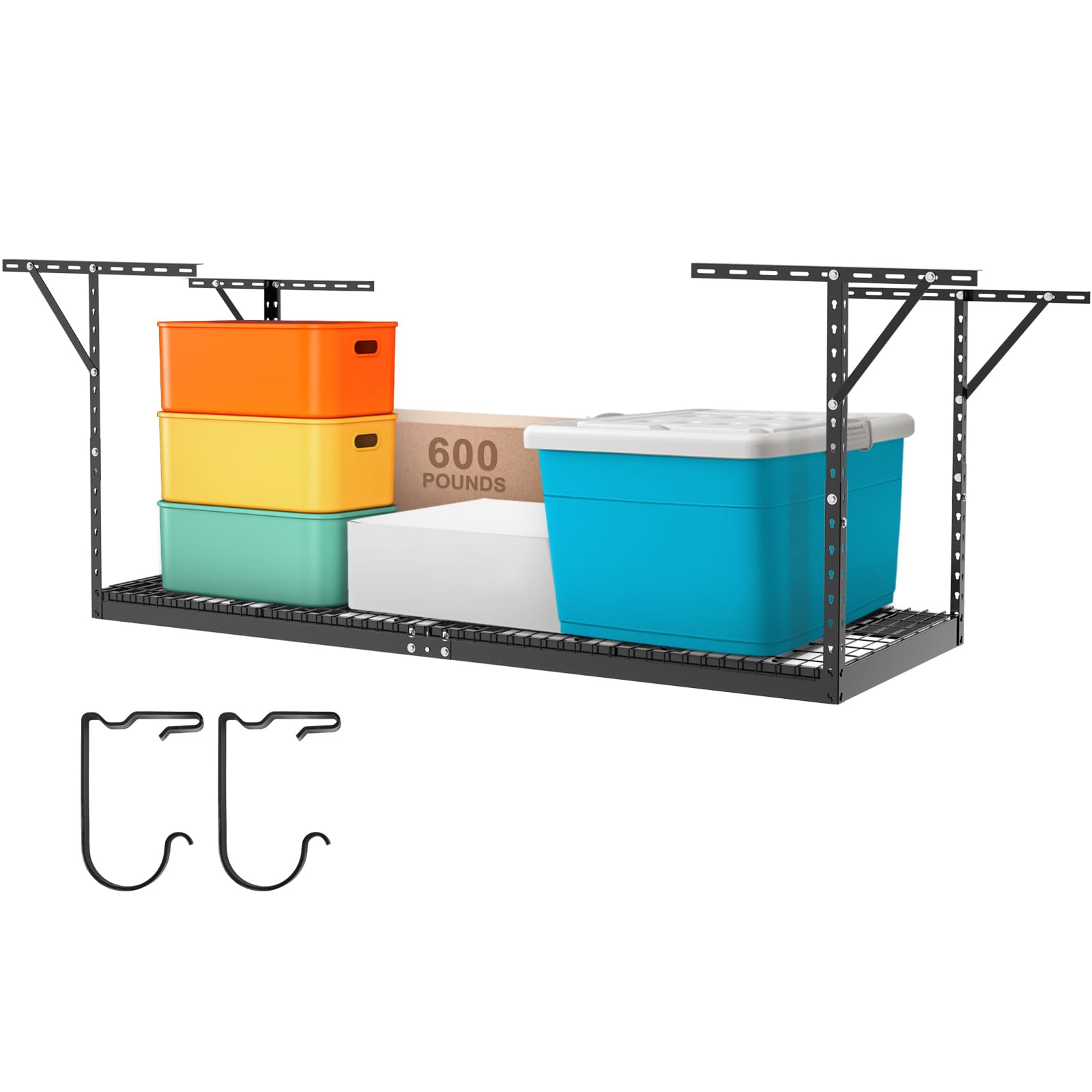 BestEquip 4x8 Overhead Garage Storage Rack, Adjustable Garage Storage Organization Systerm, Heavy Duty Metal Garage Ceiling Storage Racks, 600lbs Load Capacity, 22''-40"