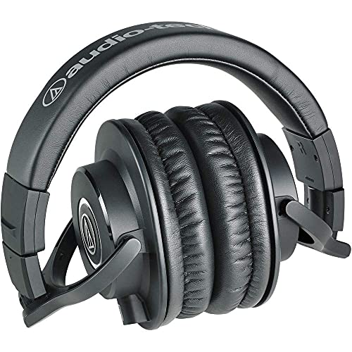 Audio-Technica ATH-M40x Professional Monitor Headphones + Headphone Case + 1/4 inch TRS Cable + Cleaning Cloth