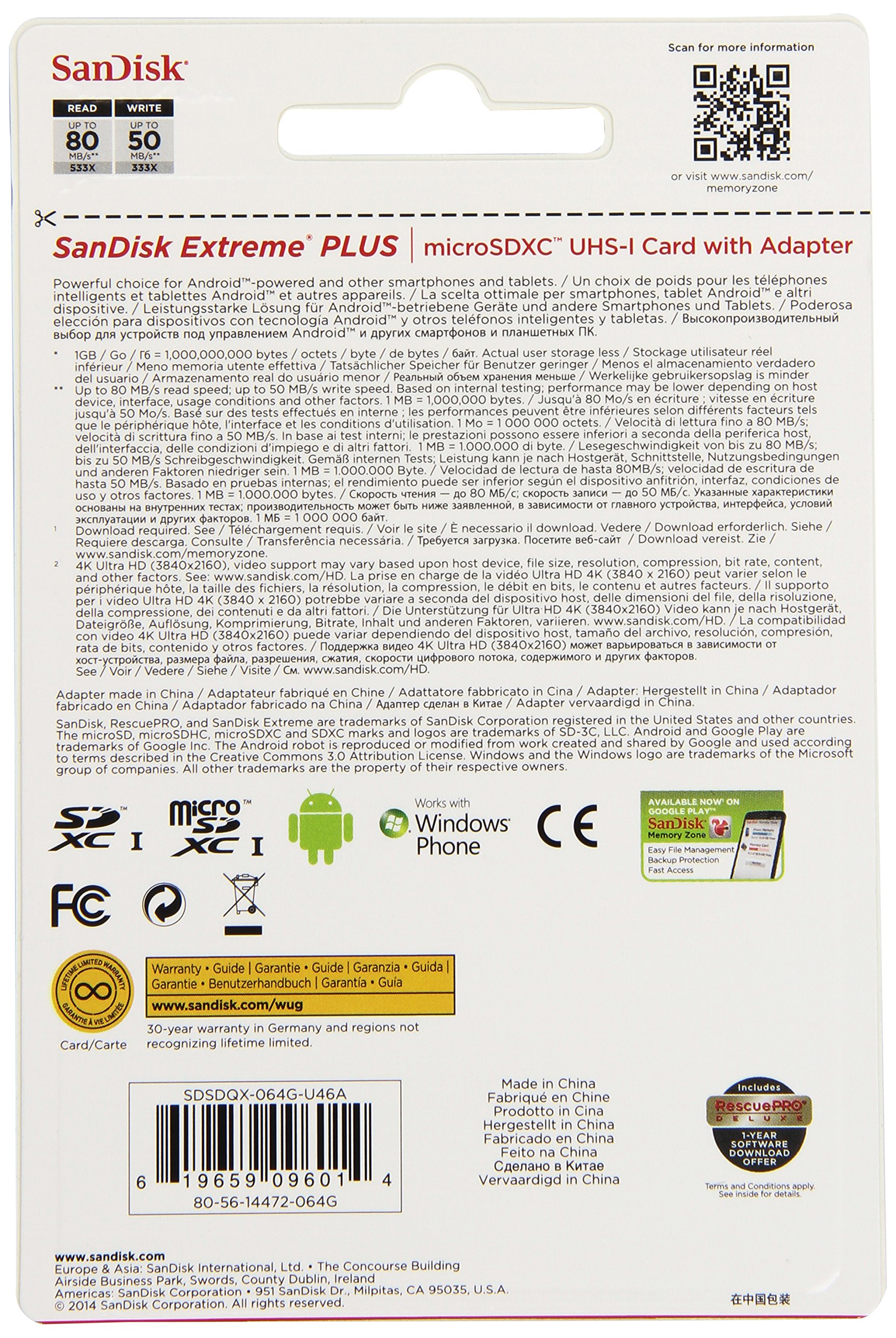 SanDisk Extreme Plus 16GB MicroSDHC UHS-I Memory Card Speed Up To 80MB/s With Adapter- SDSDQX-016G-U46A (Older Version)