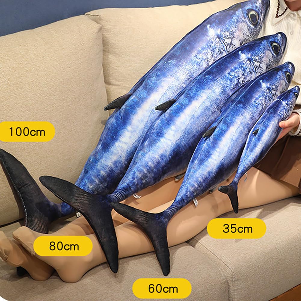 BIUBIULOVE 3D Realistic Fish Stuffed Animal Plush Toy, Large Fish Shape Plush Pillow Gifts for Kids (Fish-E)