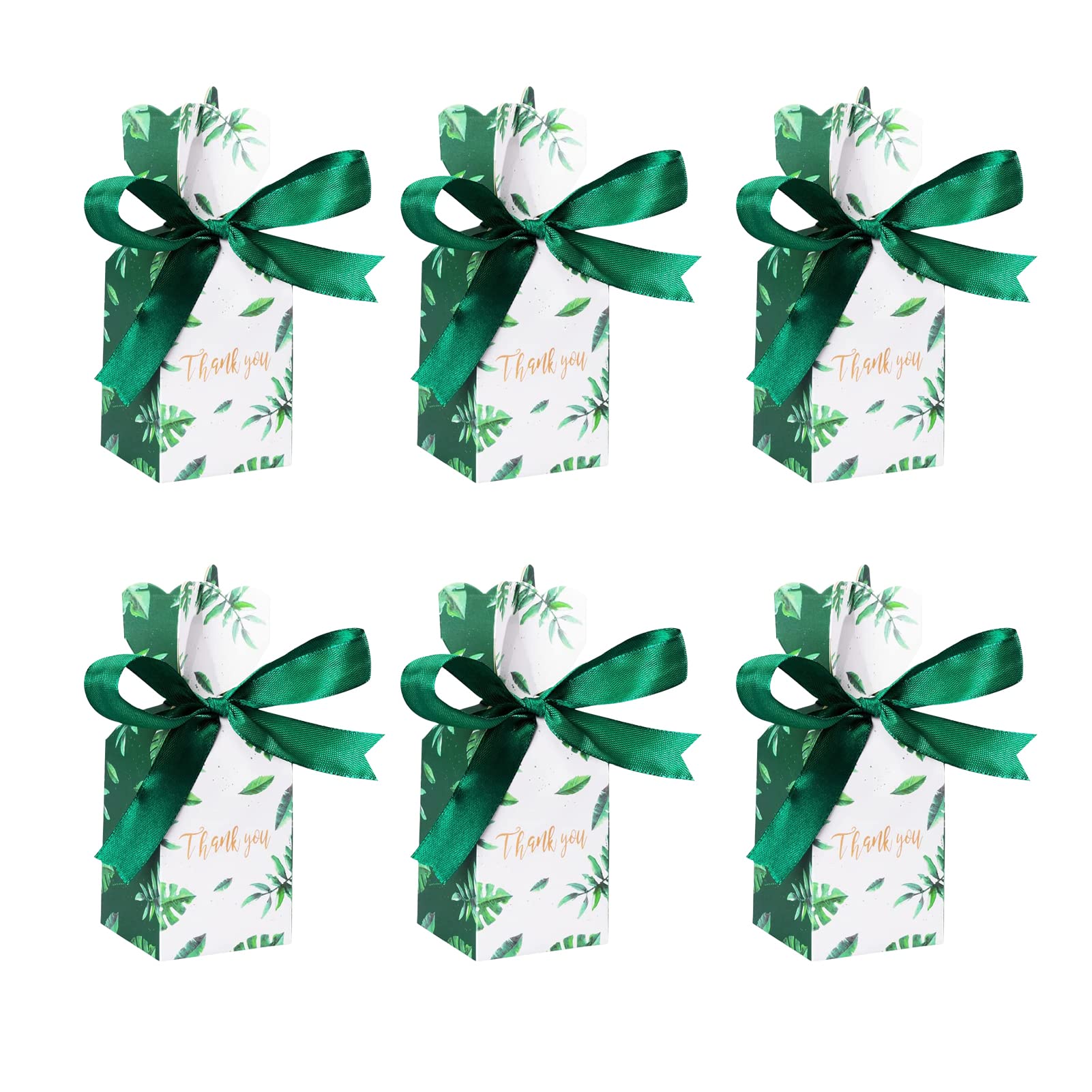 Bakbania 50 Pieces Candy Boxes Wedding Favor Boxes Green Candy Gift Boxes with Ribbons for Wedding,Bridal,Shower,Birthday Party Decoration