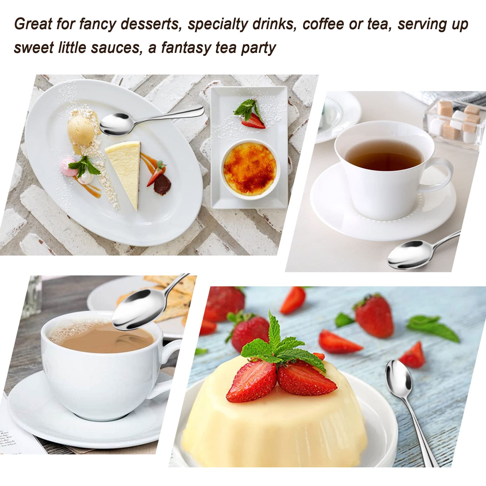 SONGZIMING Demitasse Espresso Spoons, Mini Coffee Spoon, 18/10 Stainless Steel Small Spoons for Dessert, Tea,Set of 6