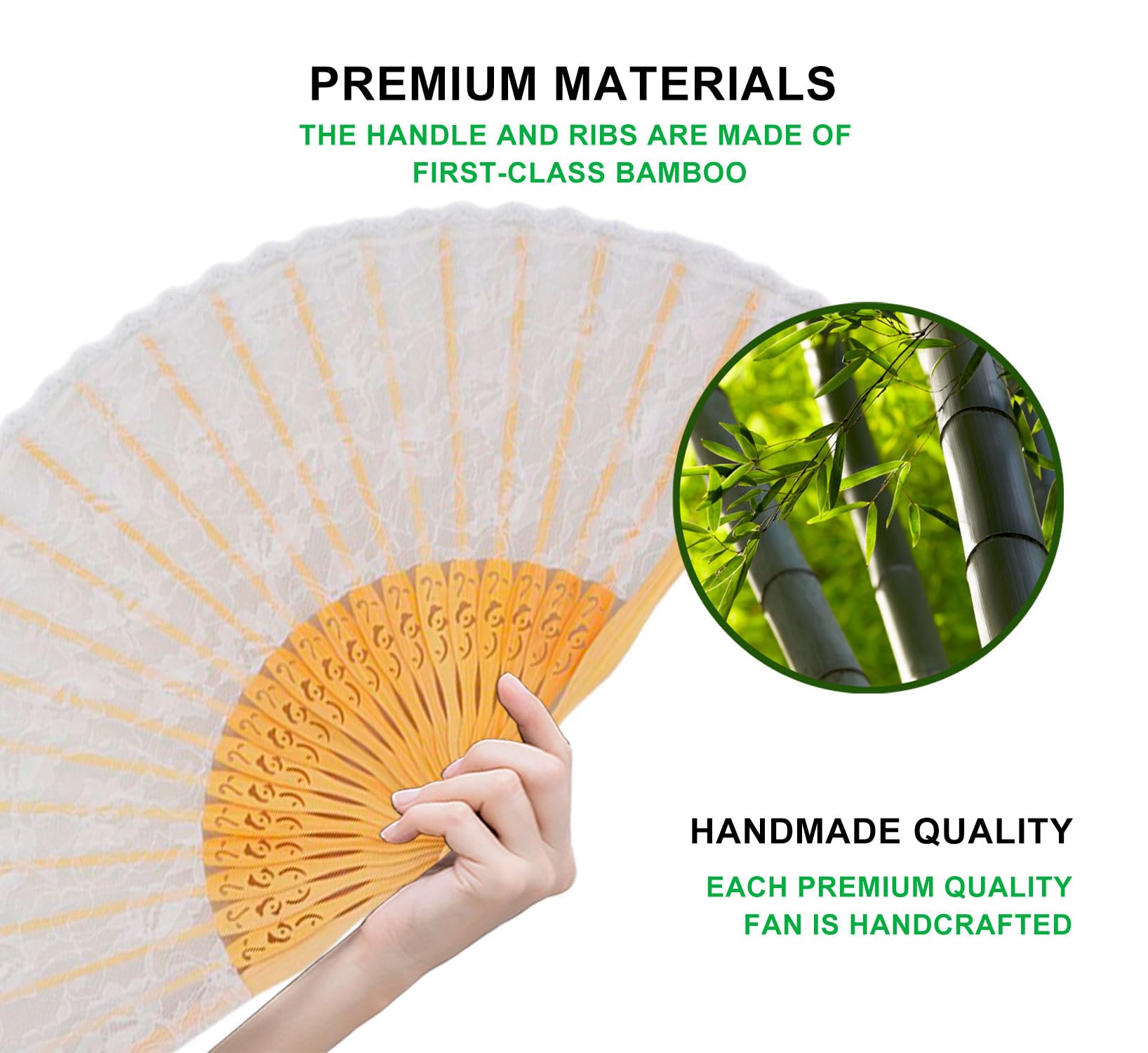 Amajiji Chinese/Japanese Vintage Retro Style Bamboo Wood Silk Folding Hand Fan for women HBSY (23cm) (001)