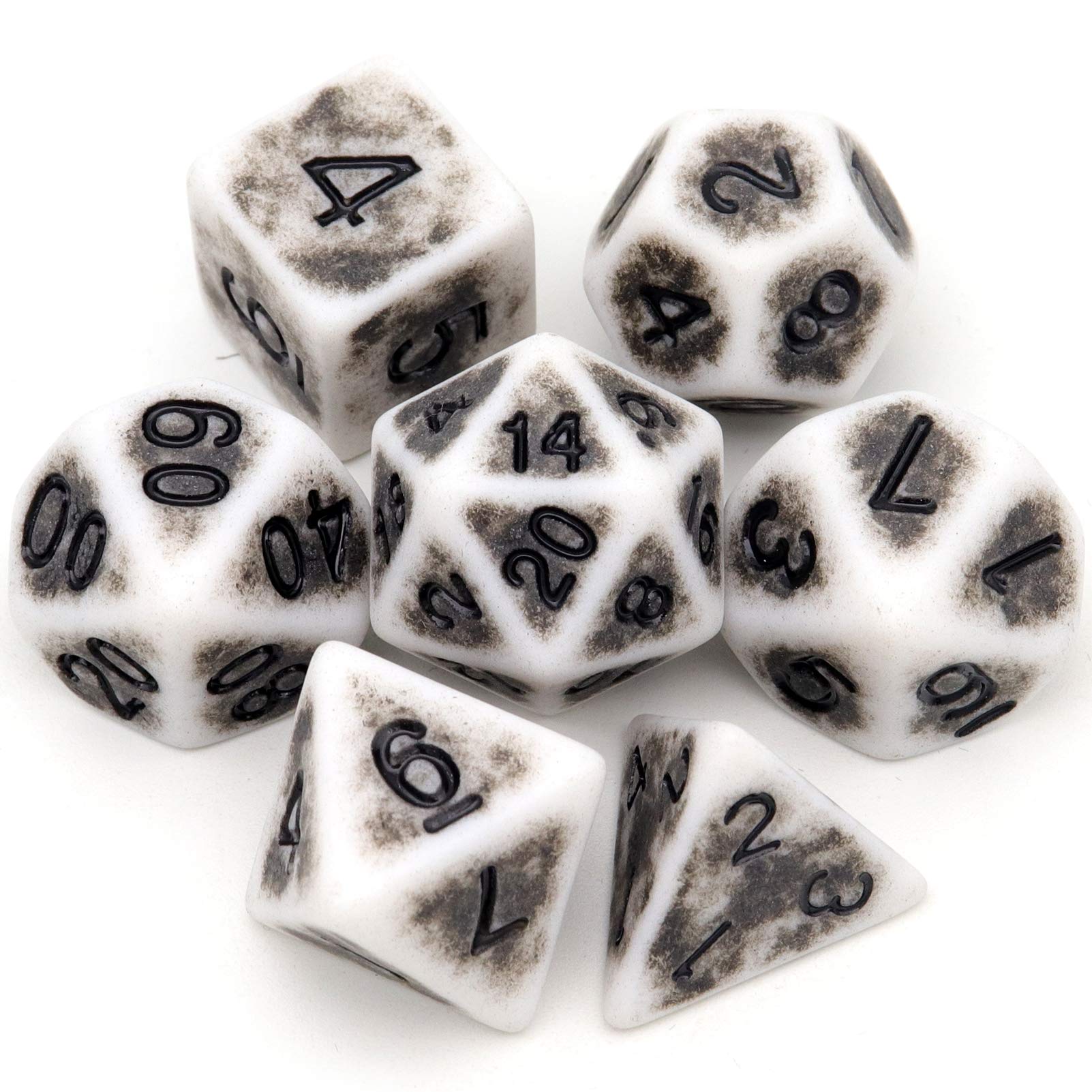 Haxtec Ancient DND Dice Set 7PCS Grey Polyhedral Dice Stone Style for Dungeons and Dragons Pathfinder RPG