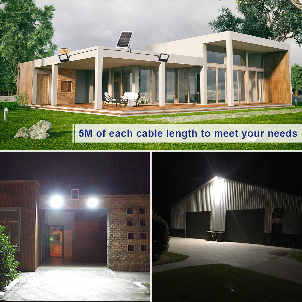 APONUO Solar Flood Lights Outdoor Dusk to Dawn,Solar Security Flood Lights 56Leds Motion Sensor IP67 Waterproof with Remote Control 16.4ft Cable Solar Power Flood Lights for Barn, Flags, House, Pool