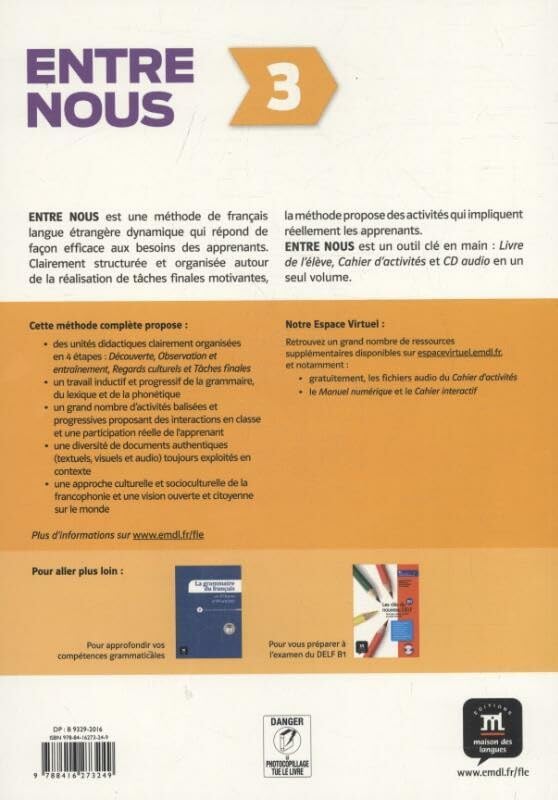 Entre nous 3 Livre de l´élève + cahier + CD: Entre nous 3 Livre de l´élève + cahier + CD (French Edition)