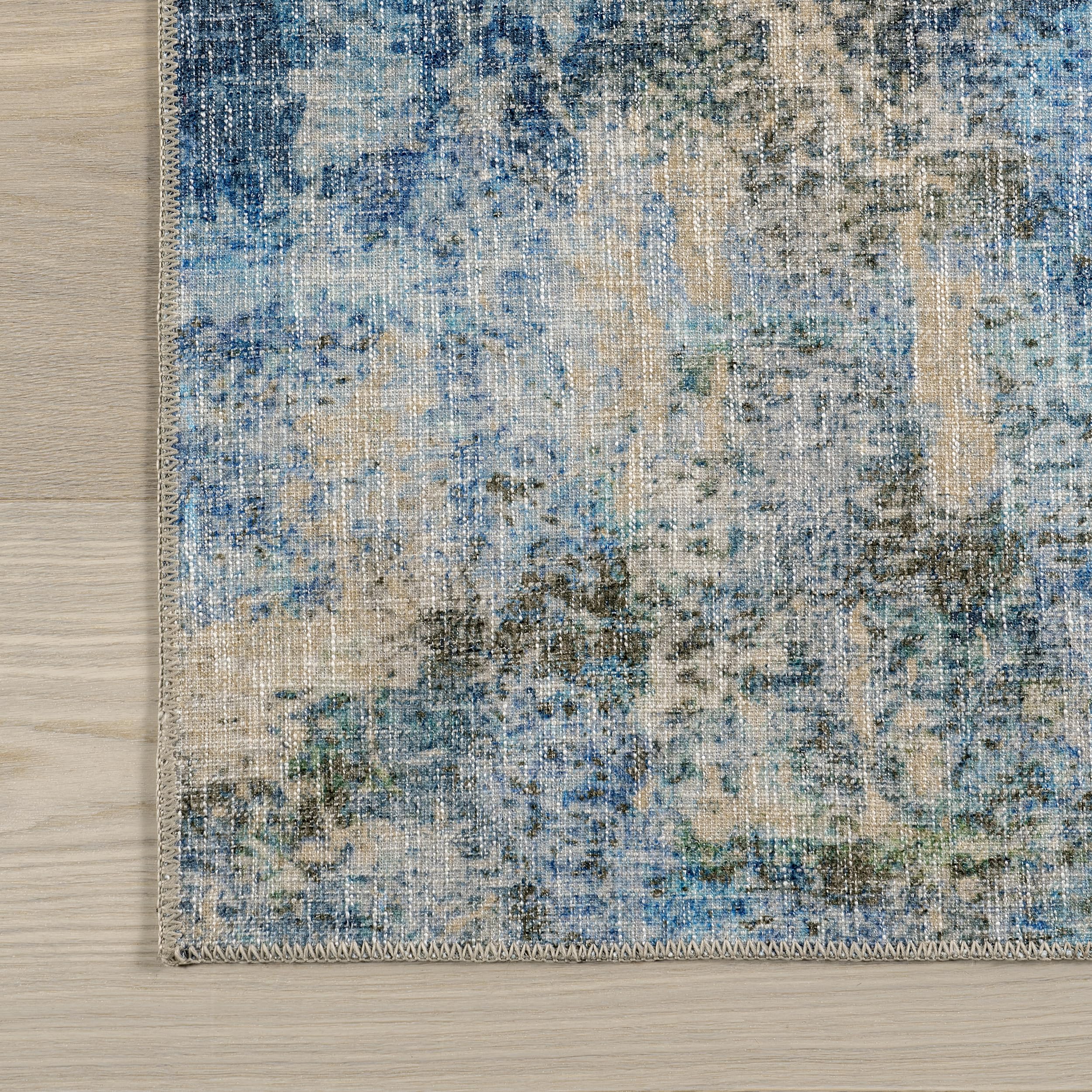 Rugs USA x Prabal Gurung Bleecker Street Abstract Machine Washable Area Rug, 9x12, Blue