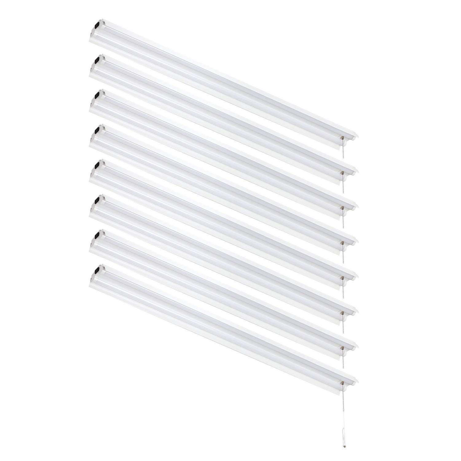 AmazonCommercial 4' LED Shop Light, 4000 Lumens, Linkable, Pull Chain, Daylight 5000K, ETL and Energy Star Certified | 8-Pack