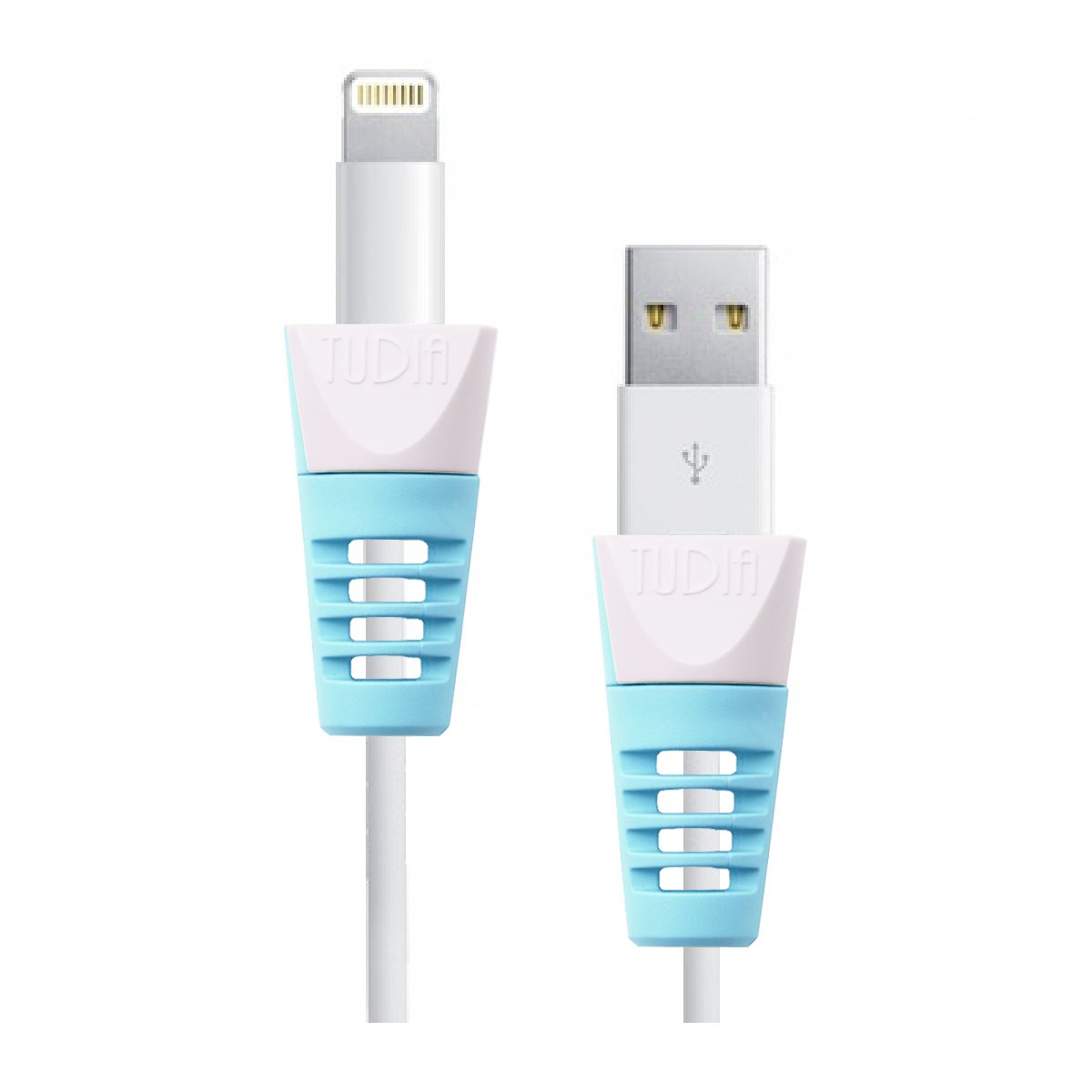 TUDIA [Klip] Snap On Charging Cable Cord Saver Protector Compatible with iPhone, iPad, iPod - Blue
