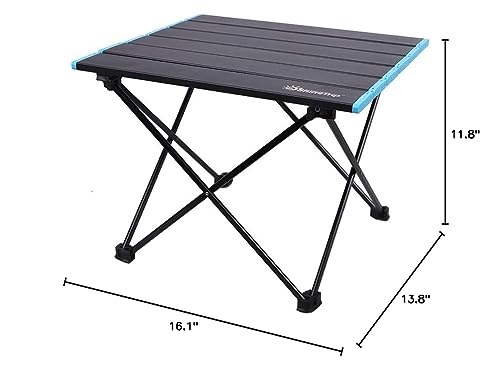 AOUTACC Portable Folding Camping Table, Lightweight Foldable Camp Table Collapsible Aluminum Hard-Topped Table Top with Carry Bag for Picnic Cooking Camping Beach Festival (Black)