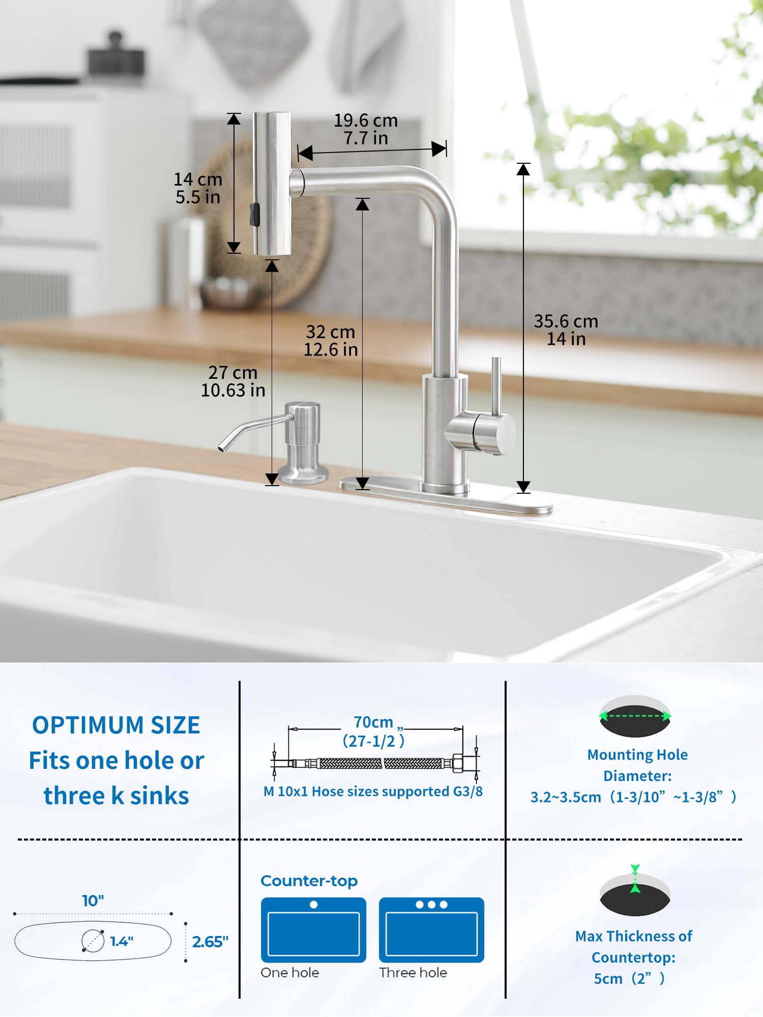 Black Kitchen Faucets with Pull Down Sprayer,Waterfall Kitchen Sink Faucet, Utility Stainless Steel Kitchen Faucets with Soap Dispenser,Single Handle Sink Faucet with Pull Down Sprayer for 3 Function