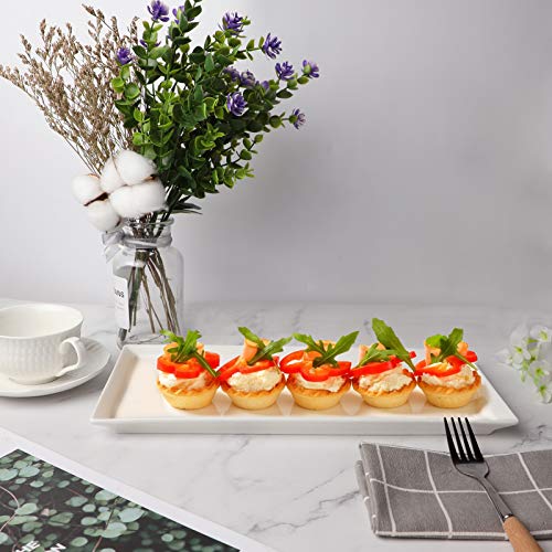 amhomel Serving platter, White Rectangular Serving Plates, Platters for Serving Food, Dessert, Sushi, Vegetable and Cake, Serving Trays for Party, Set of 4, 12.6 Inch