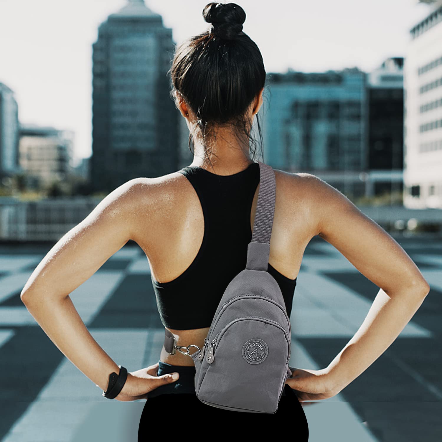 AOCINA Small Sling Backpack Crossbody Sling Bag Fanny Packs for Women Shoulder Daypack Bag for Travel Hiking(Sling-Grey)