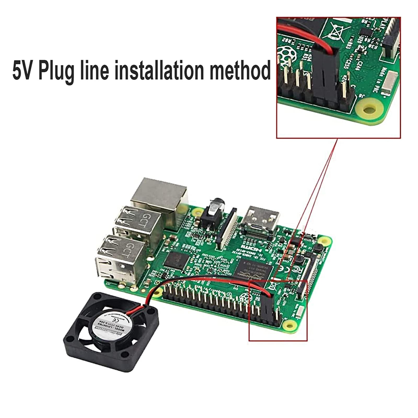 ALMOCN 4pcs Raspberry Pi Fan, Raspberry Pi Cooling Fan Heatsink Cooler Radiator Connector Separating One-to-Two Interface 3.3V 5V 30x30x7mm for Raspberry Pi 4, Pi 3 B+, Pi 3B, Pi 2, Pi B+