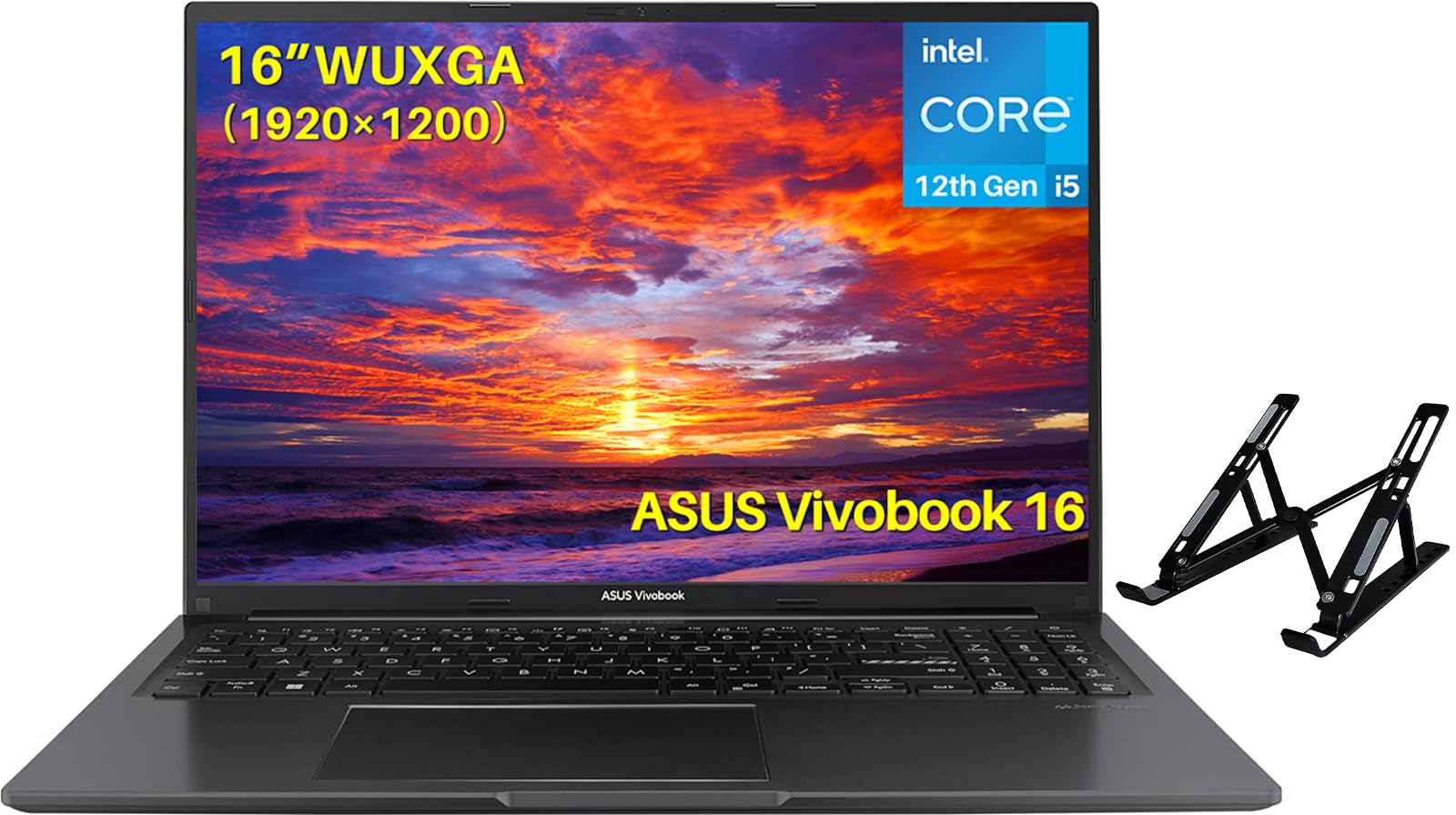 ASUS 2023 Newest Vivobook 16 Laptop, 16” WUXGA (1920x1200) 16:10 Laptop, Intel Core i5-1235U CPU, 8GB RAM, 512GB SSD, Intel UHD Graphics, Wi-Fi, Business & Student, Windows 11 Home, with Laptop Stand