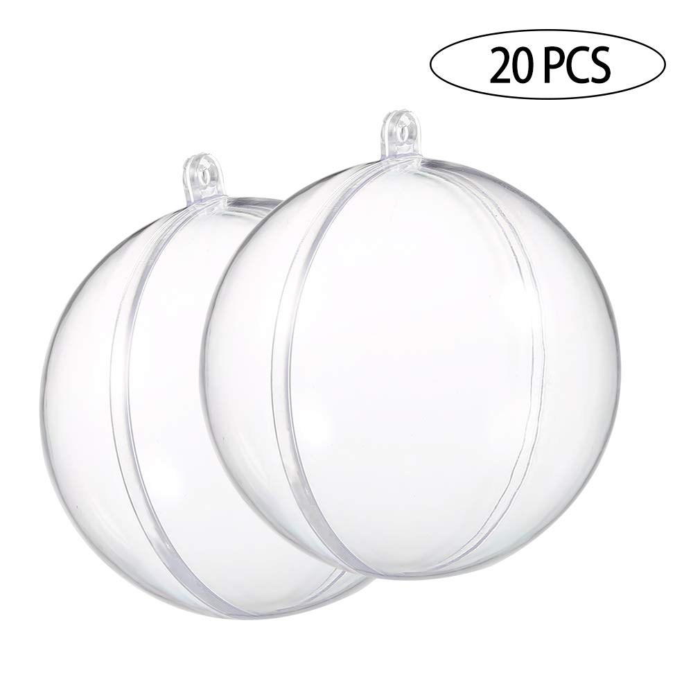 Auihiay 20 Pack 80mm Christmas Clear Ornaments Ball and Various Accessories for DIY Christmas Tree Balls Baubles Holiday Wedding Party Home Decorations