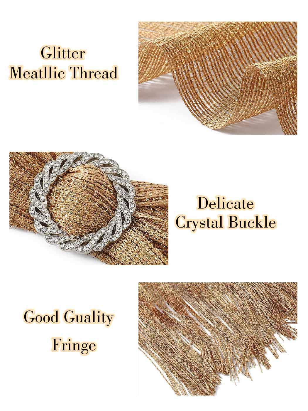 Aukmla Shawls and Wraps for Evening Dresses Party Scarf with Crystal Buckle Weddings Accessories for Bride and Bridesmaids (Gold)