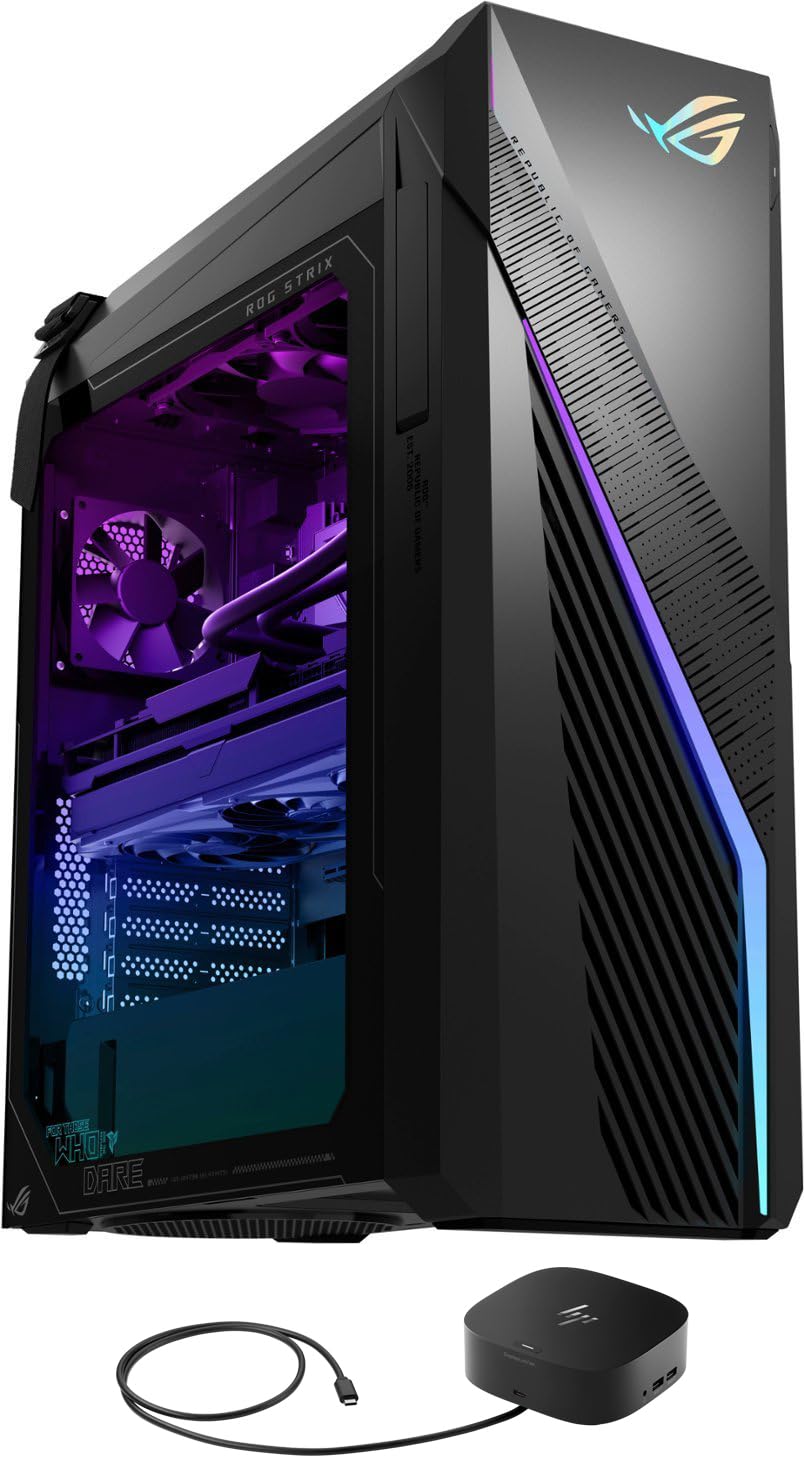 ASUS ROG Strix G16CH Gaming & Entertainment Desktop PC (Intel i7-13700KF 16-Core, 64GB RAM, 2TB PCIe SSD, GeForce RTX 3070, WiFi, Bluetooth, HDMI, USB 3.2, Win 11 Pro) with G2 Universal Dock